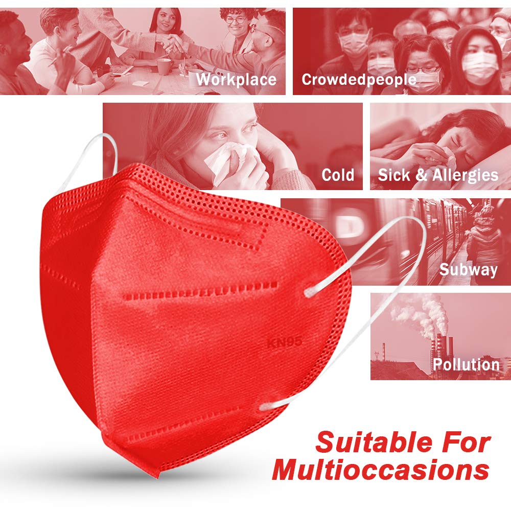 [10 Pieces] Disposable KN95 Face Mask Mouth Cover Masks (Red) – Sun ...